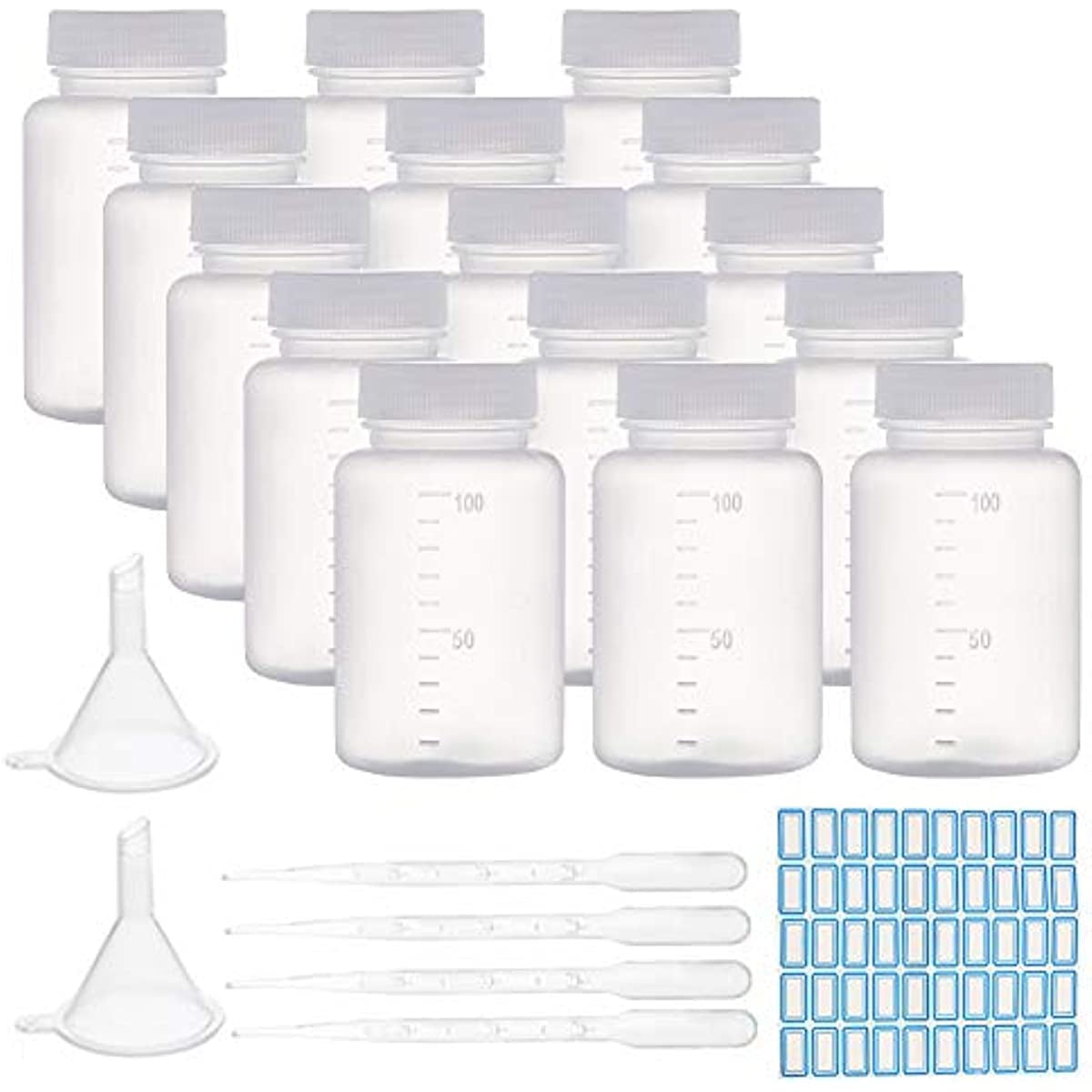 20PCS Wide Mouth Plastic Bottles with Caps Lab Plastic Sample Bottle ...
