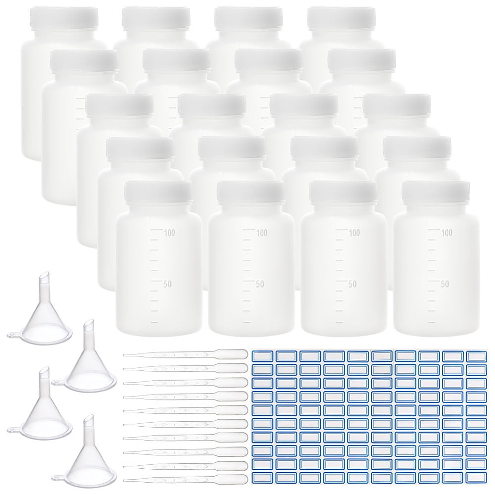 20PCS Wide Mouth Plastic Bottles with Caps Lab Plastic Sample Bottle ...