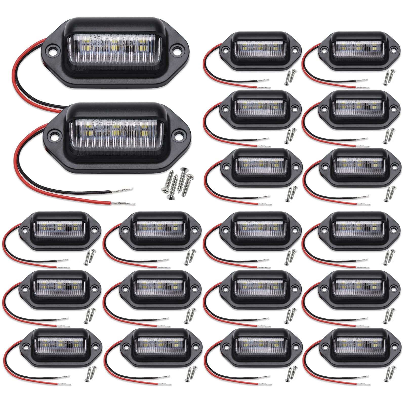 20PCS Xenon White LED License Plate Light, 12V-24V Waterproof 6-SMD ...