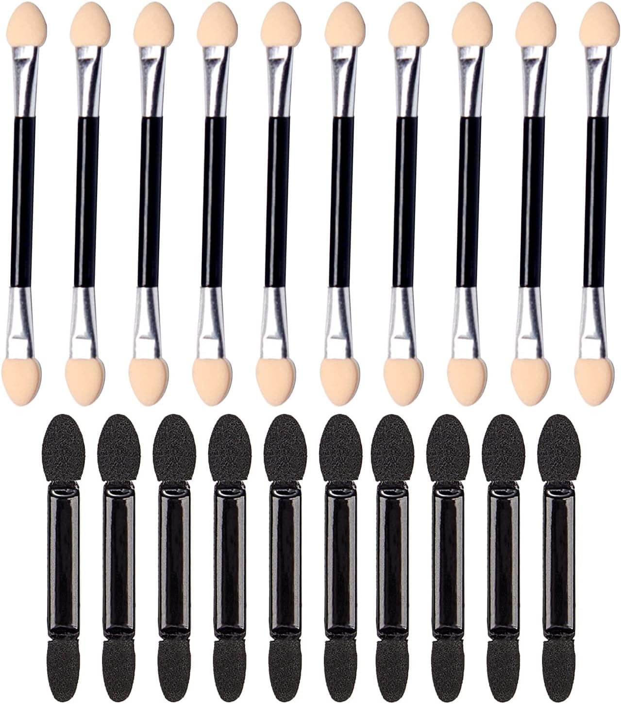 20PCS double head sponge eyeshadow brush, 10pcs long sponge stick and ...