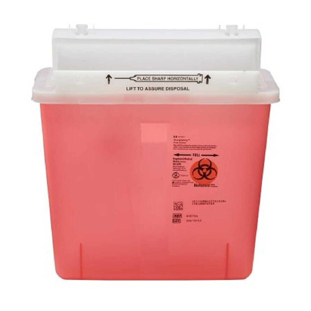 20PK 5QT Kendall Sharps Container w/ Counter-Balanced Lid Transparent ...