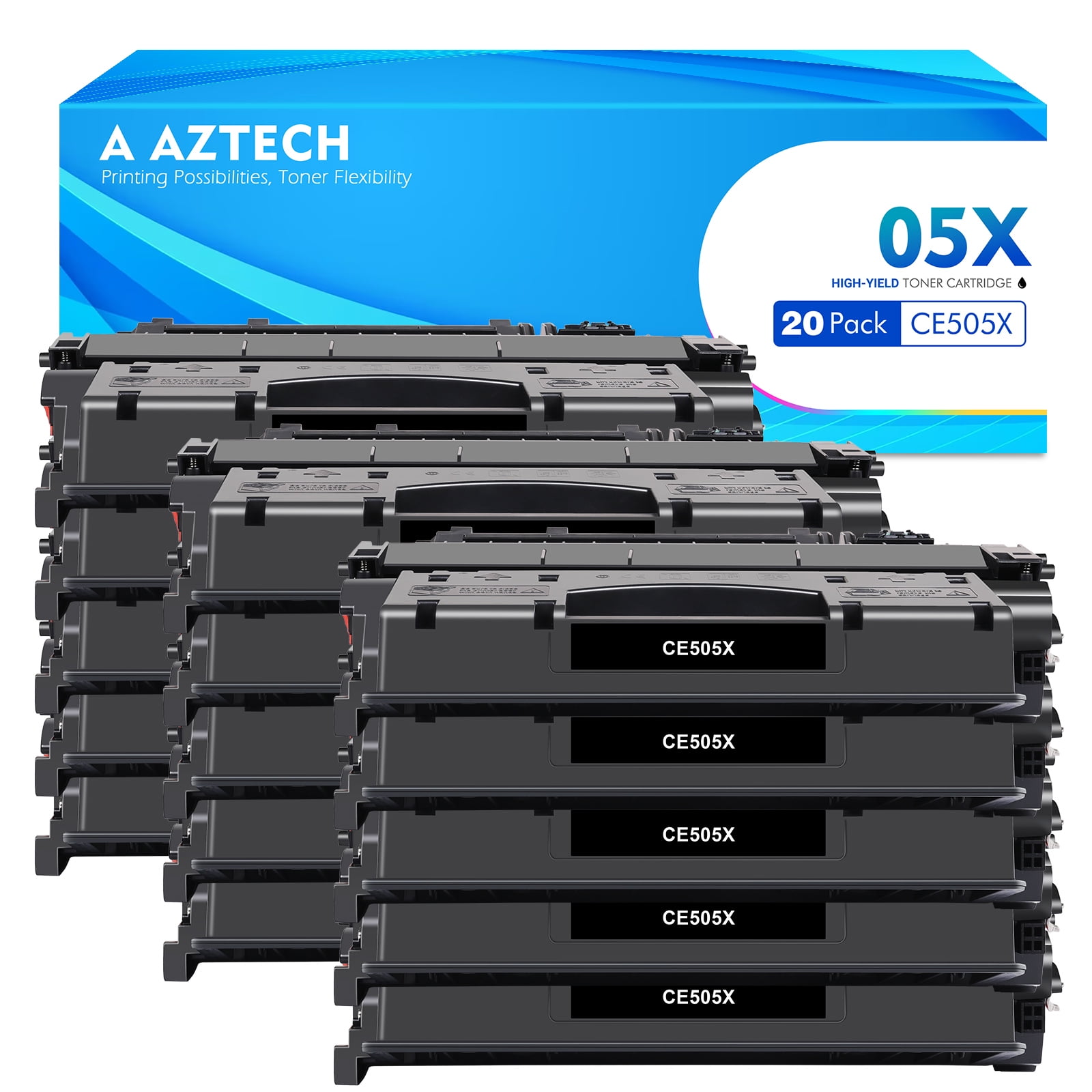 Aztech 20PK Compatible HP 05A 05X CE505X Black Toner Cartridge, High ...