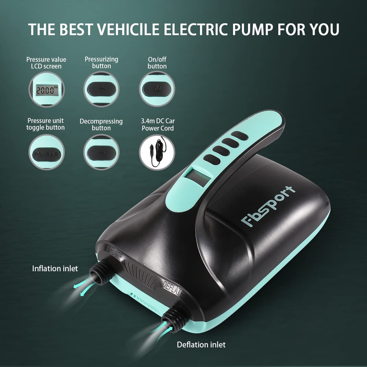 20PSI High Pressure Electric Pump for Paddle Boards, Inflation ...