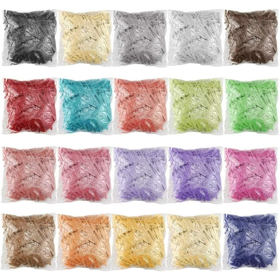 20Pack 14oz/400g Multicolored Raffia Ribbon Paper Crinkle Cut Shred ...