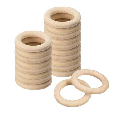 20 Pack Unfinished Natural Wood Rings for Crafts, Macrame Projects ...