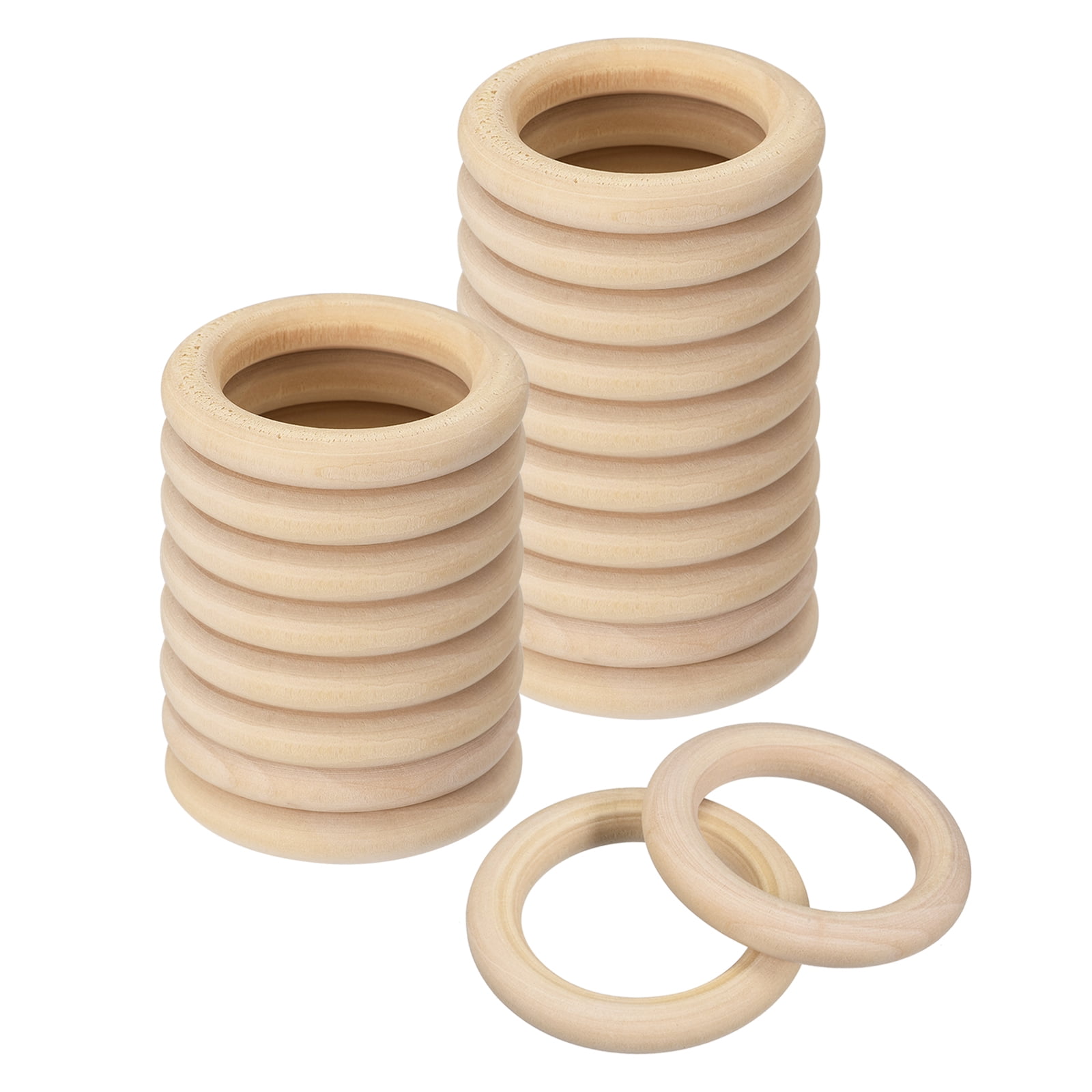 20Pack 50mm(2") Natural Wood Rings, 8mm Smooth Unfinished Wooden ...