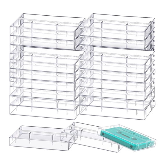 20Pack Audio Cassette Storage Cases - Clear Plastic Cassette Tape Cases ...