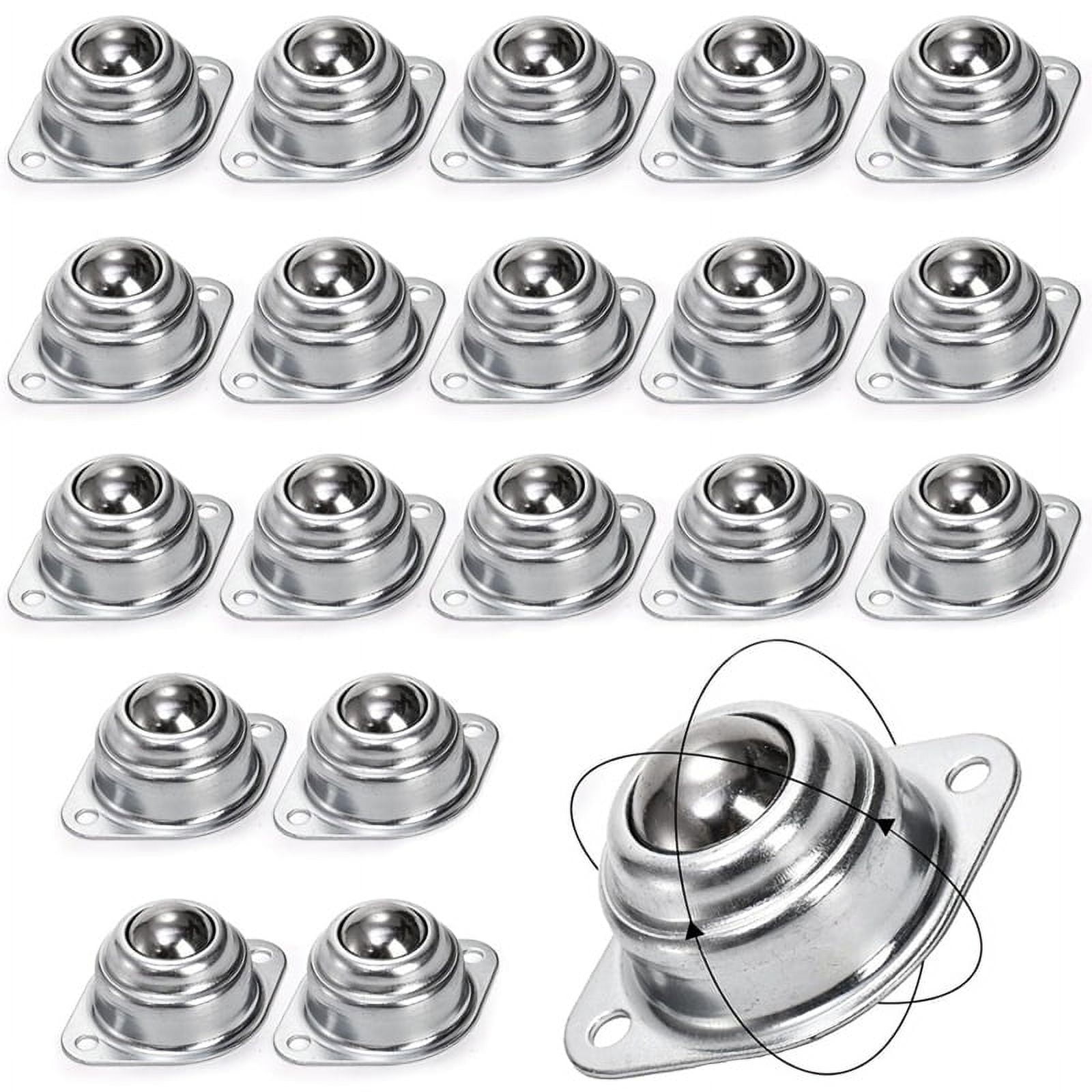 20Pack Ball Transfer Bearing, Steel Swivel Ball Caster Double Hole ...