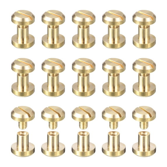 20Pack Brass Chicago Screws, 6x10mm Concave Post Nail Stud Rivets, Gold ...
