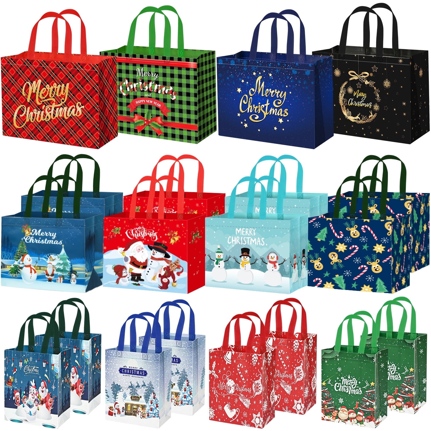 20Pack Christmas Gift Bags, Reusable Christmas Tote Bags with Handles,4 ...