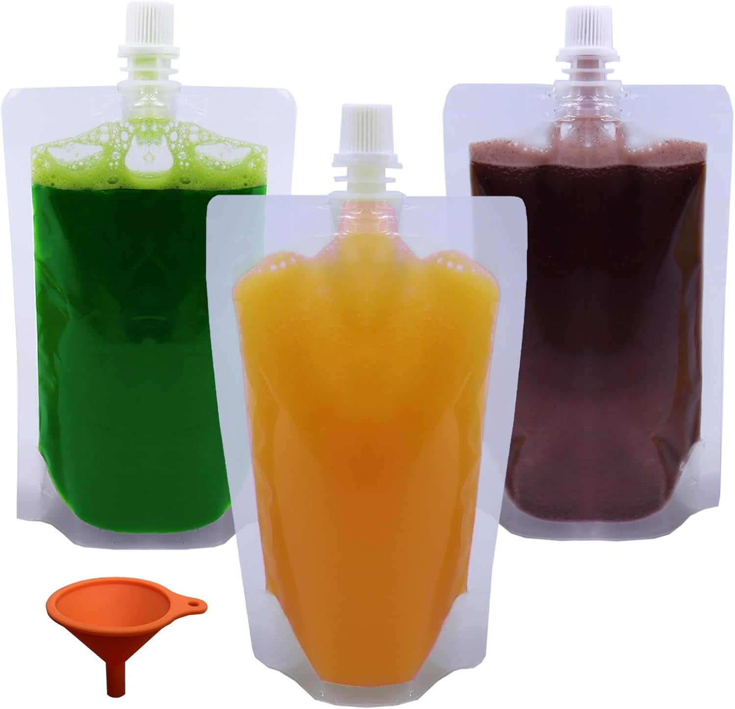 20Pack Clear Drink Pouches 250ml with caps and Funnel for Festivals ...