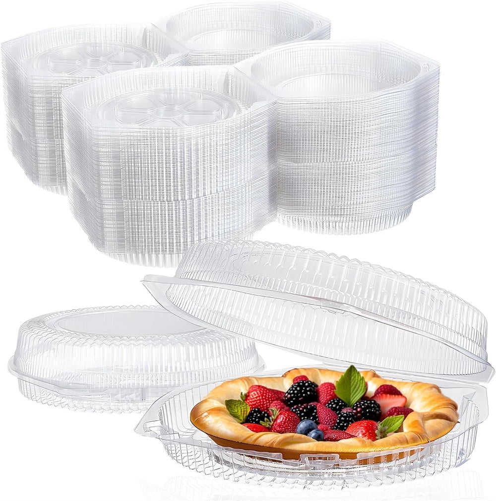 20Pack Clear Round Clamshell Pizza Boxes,Plastic Disposable Pie ...