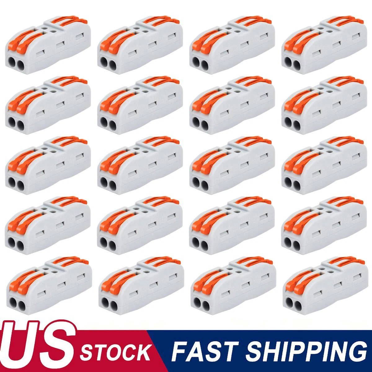 20Pack Electrical Connectors 2 To 2 Inline Wire Block Clamp Terminal ...