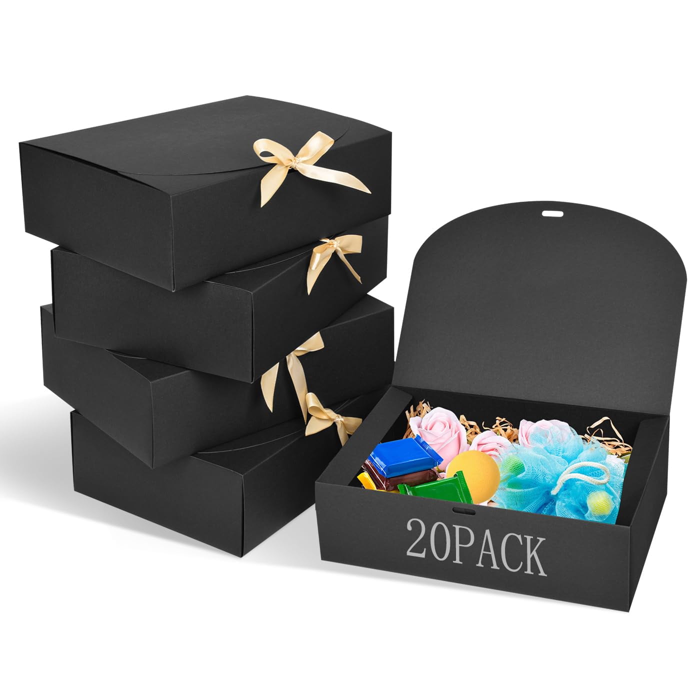 20Pack Large Gift Boxes with Lids, 12.2x9.8x3.1Inch Black Gift Boxes ...