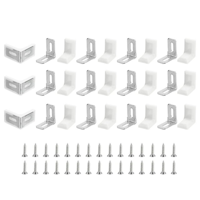 20Pack Metal Plastic L Shaped Angle Bracket, 28x28x17mm Shelf Corner ...