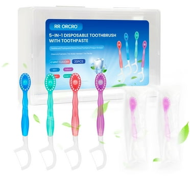Disposable Mini Travel Toothbrushes, 5-in-1 Pre-Pasted Mini-Brush+Floss ...