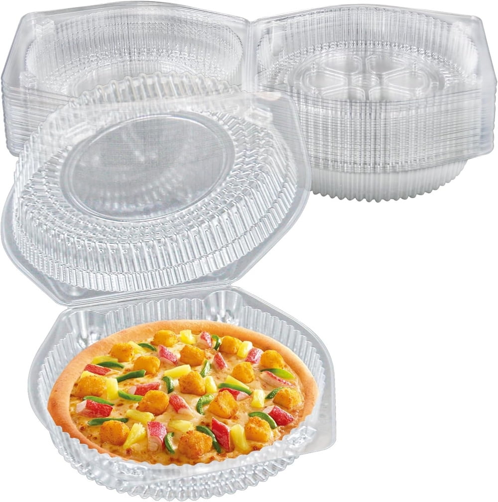 20Pack Plastic Disposable Pie Containers,Clear Round Clamshell Pizza ...