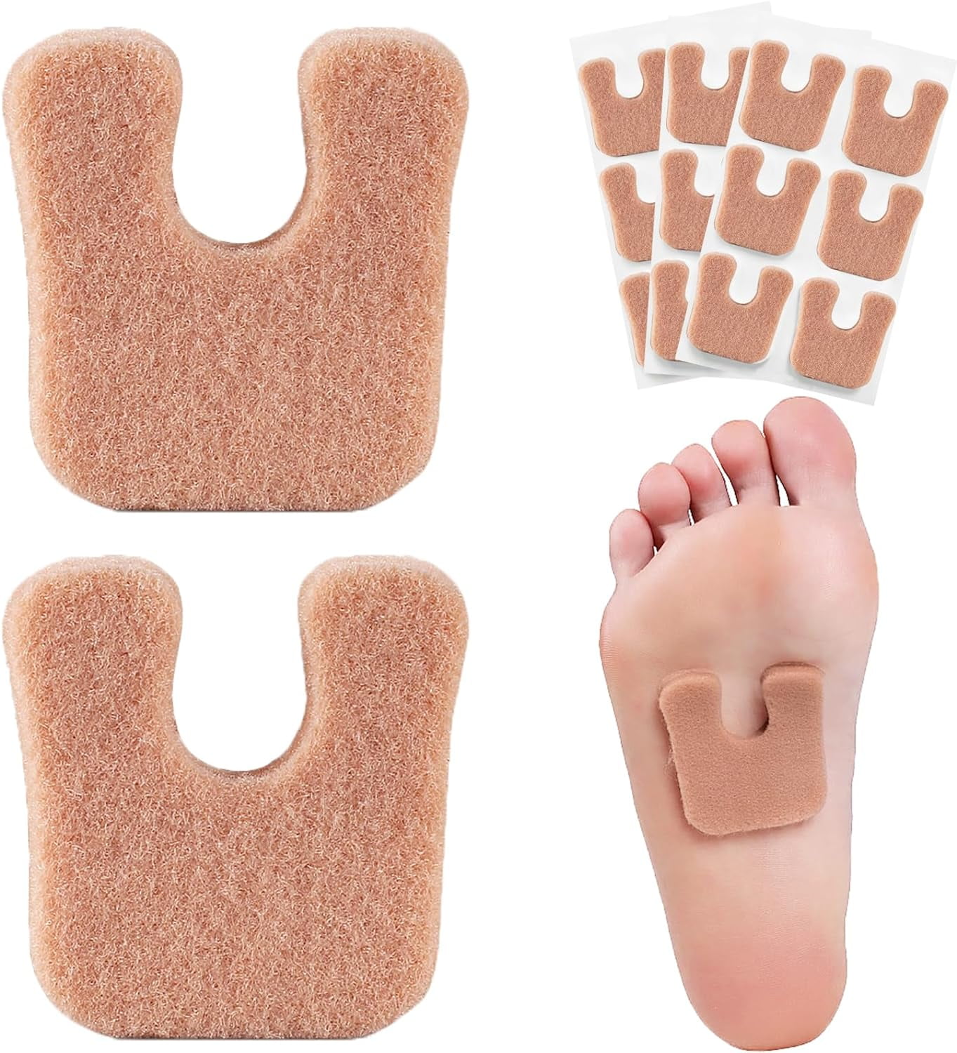 20Pack Shaped Foot Pads, Horseshoe Pads for Feet, Callus Cushions ...