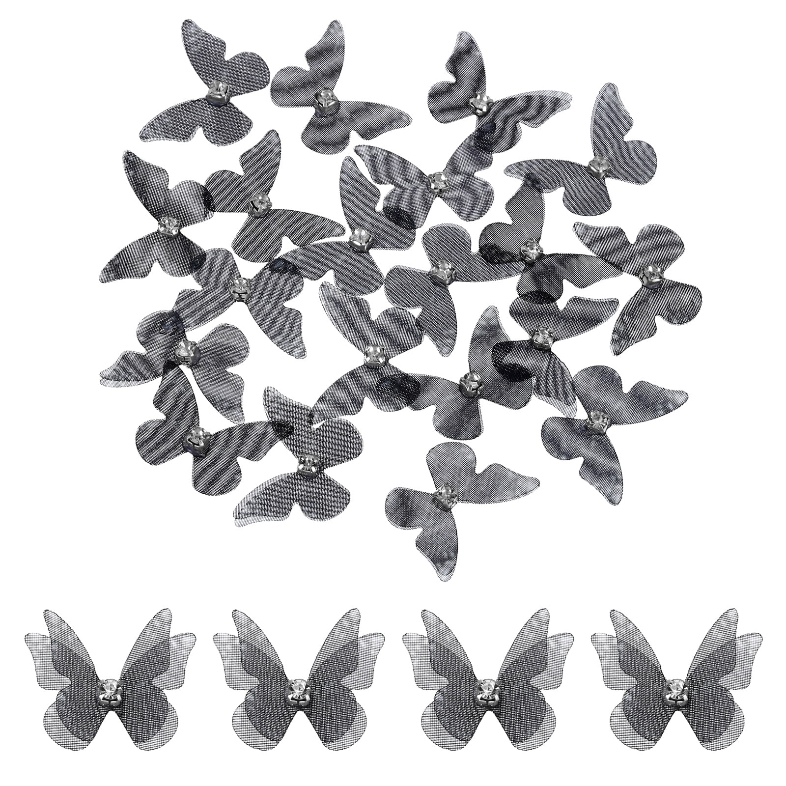 20Pack Sheer Mesh Butterfly Appliques, 20mm Butterflies Patch, Black ...
