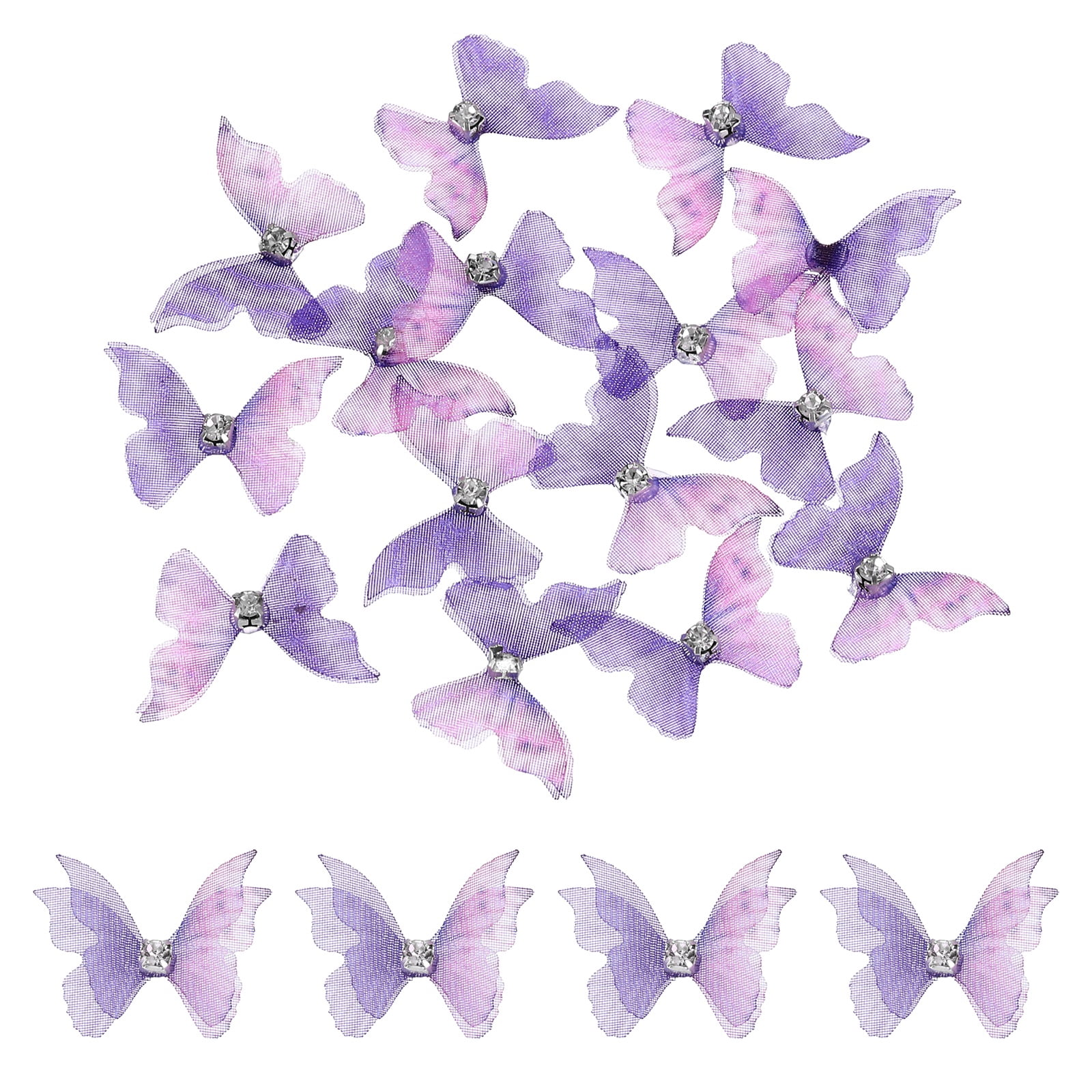 20Pack Sheer Mesh Butterfly Appliques, 20mm Butterflies Patch, Purple ...