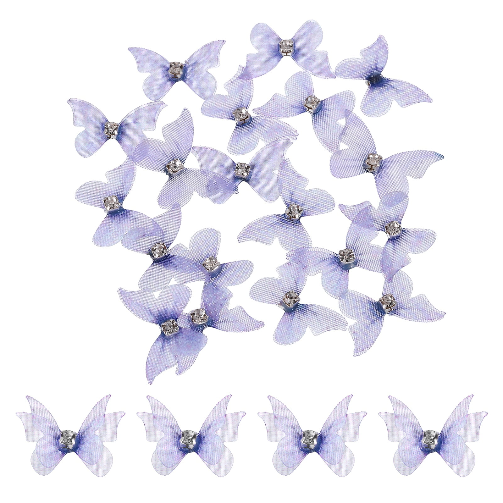 20Pack Sheer Mesh Butterfly Appliques, 20mm Butterflies Patch, Violet ...