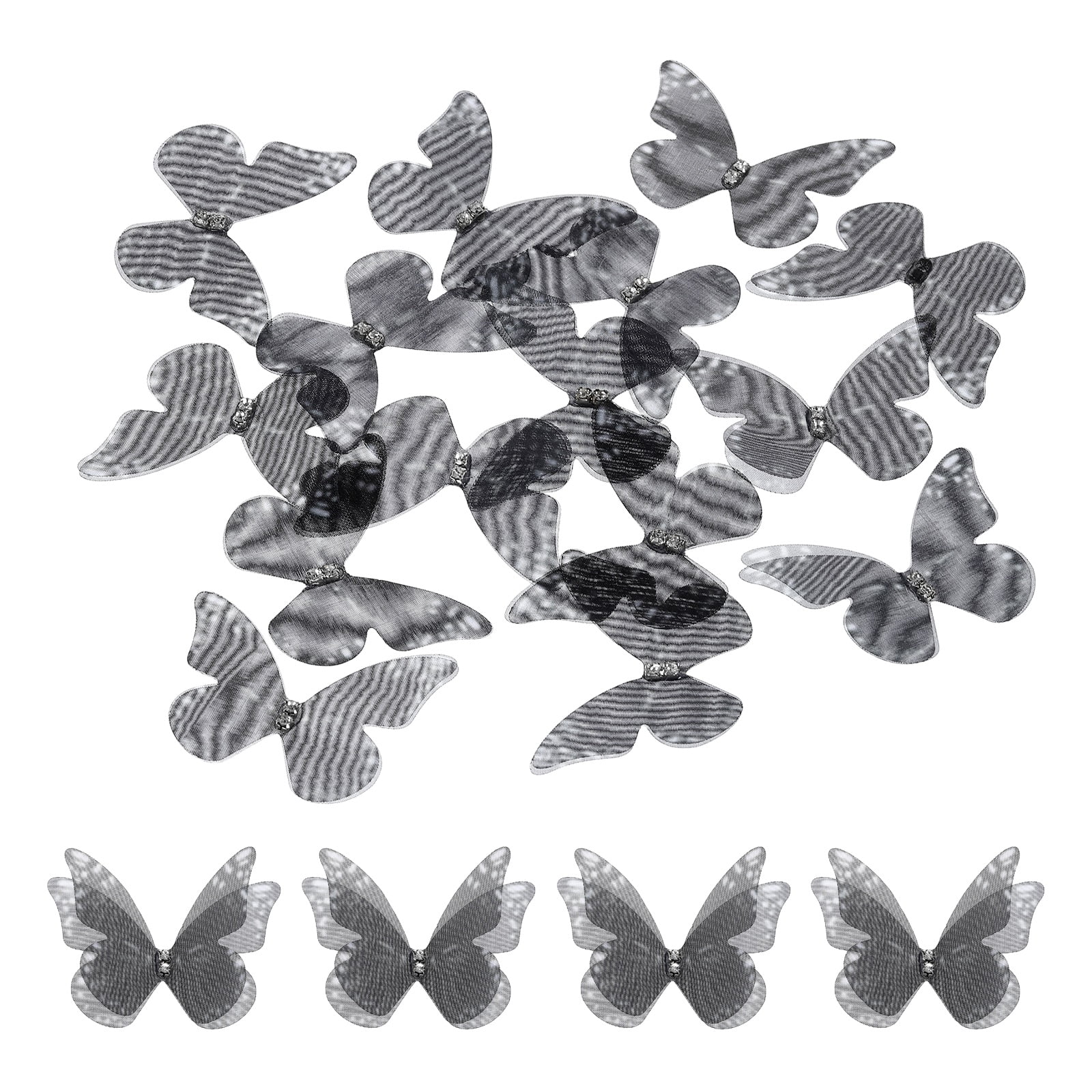 20Pack Sheer Mesh Butterfly Appliques, 50mm Butterflies Patch, Black ...