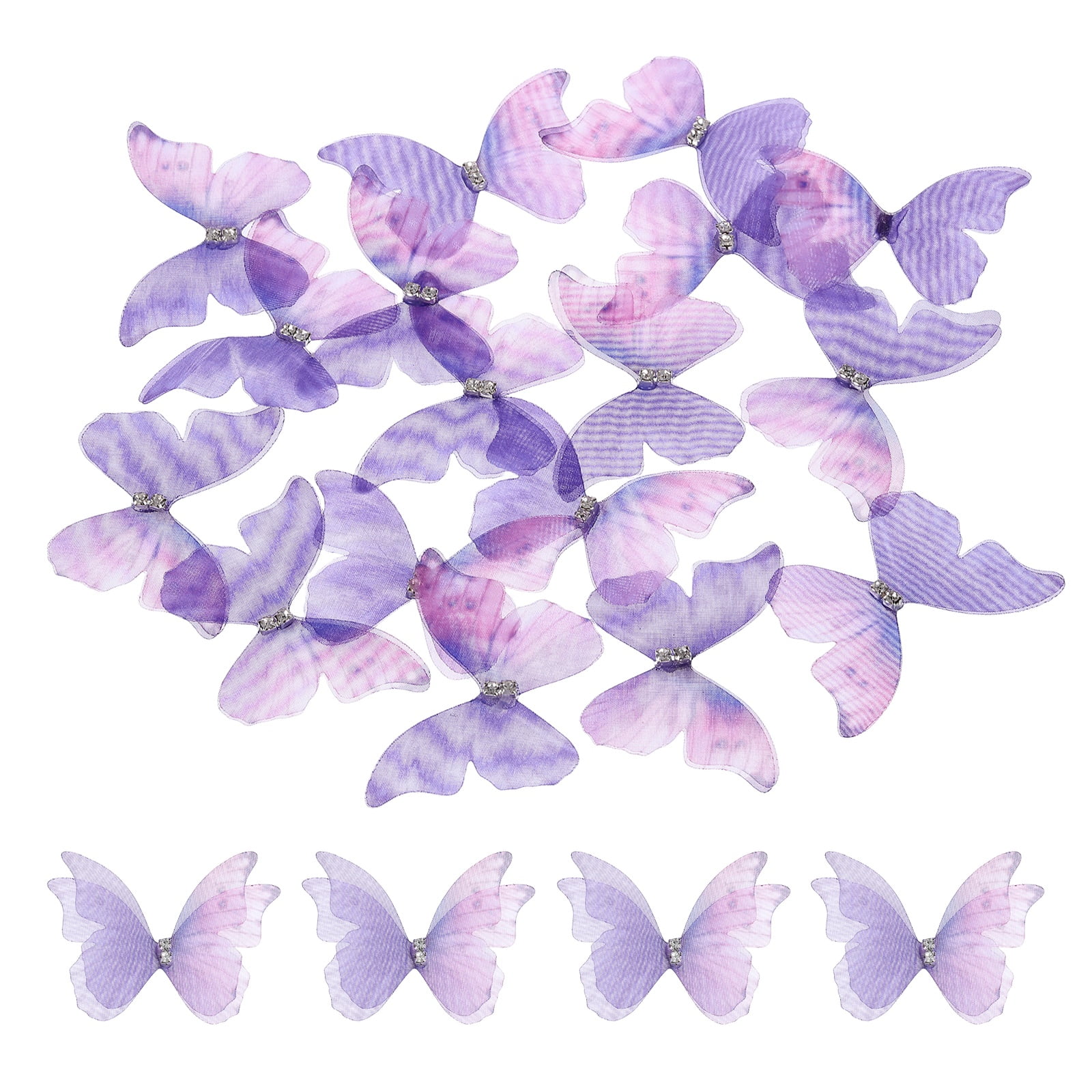 20Pack Sheer Mesh Butterfly Appliques, 50mm Butterflies Patch, Purple ...