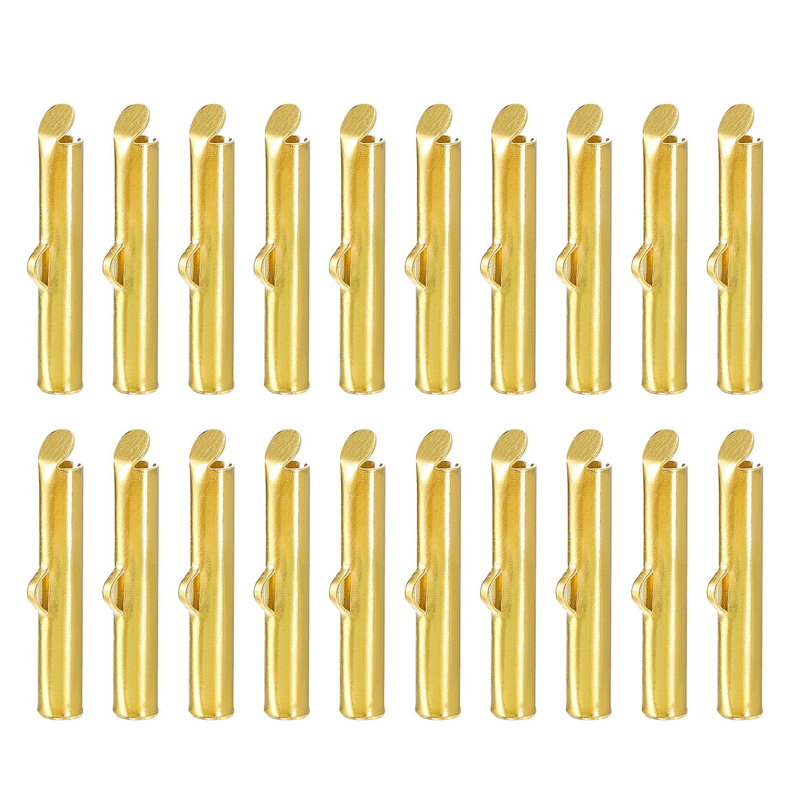20Pack Slide on End Clasps, 20mm Tube Ball Bead Slider Crimp Ends, Gold ...