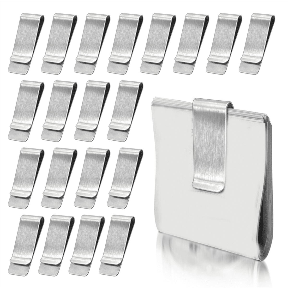 20Pack Stainless Steel Money Clip Silver Slim Cash Clip,Card Holder ...