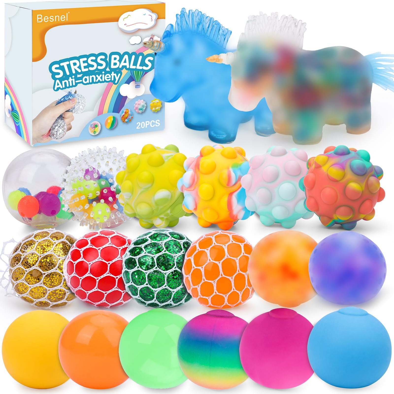 20Pack Stress Balls, Squishy Balls, Squeeze Balls for Adults, Stress ...