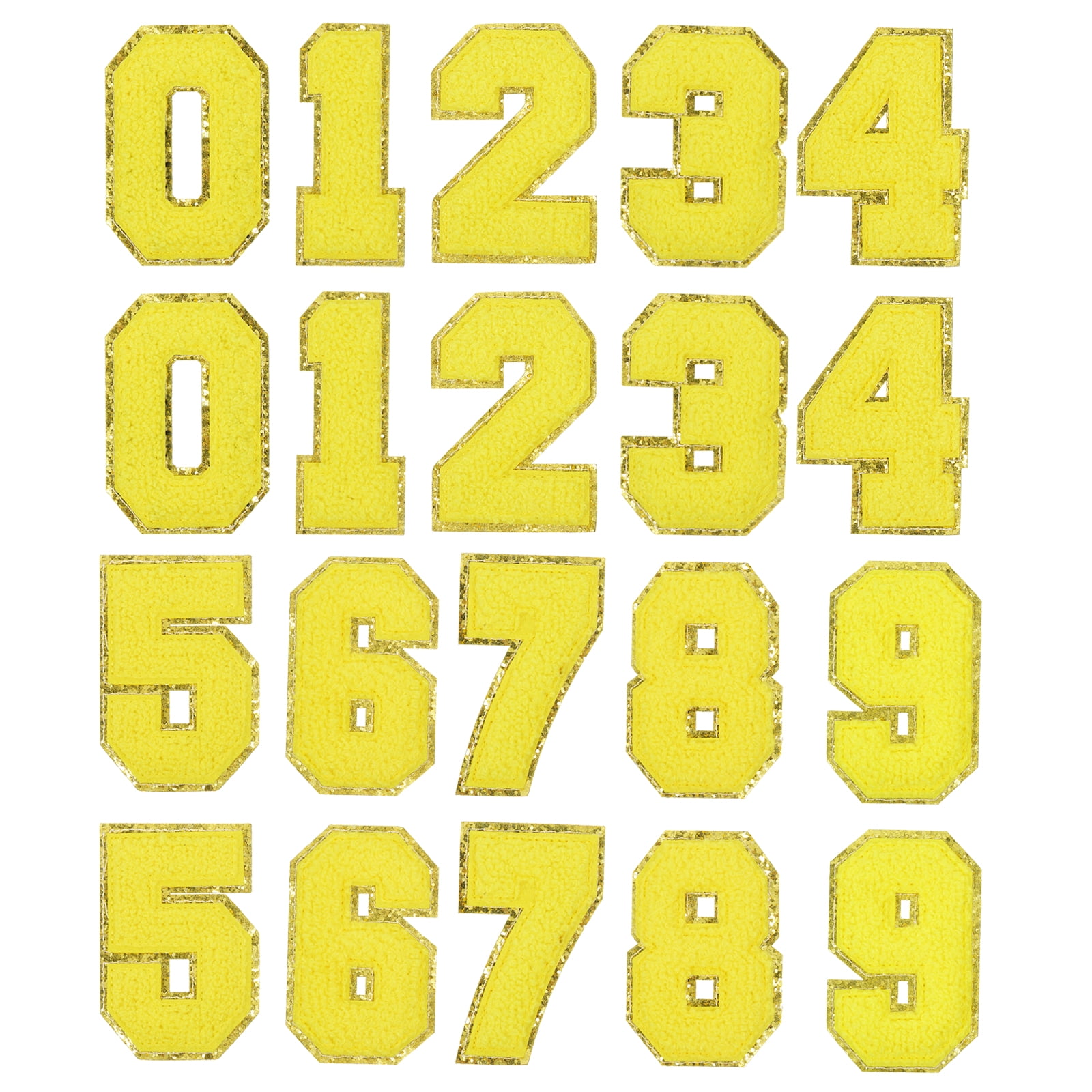 20Packs Glitters Chenille Number Patches 8.4cm/3.3" Embroidery Numbers ...