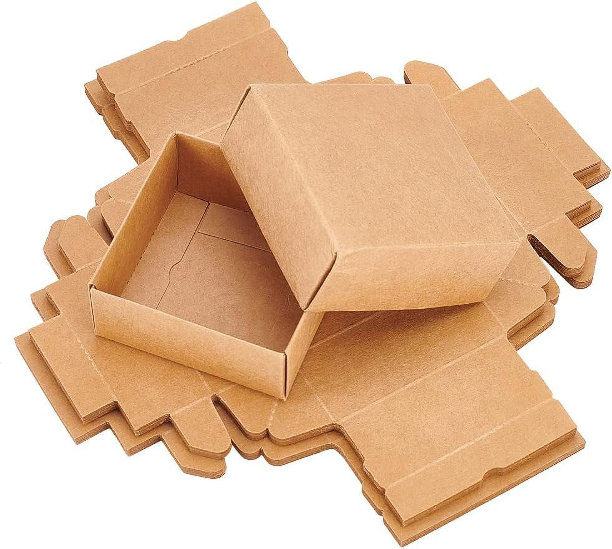 20Packs Square Gift Boxes with Lids Brown Kraft Paper Boxes 3.4x3.4x1.4 ...
