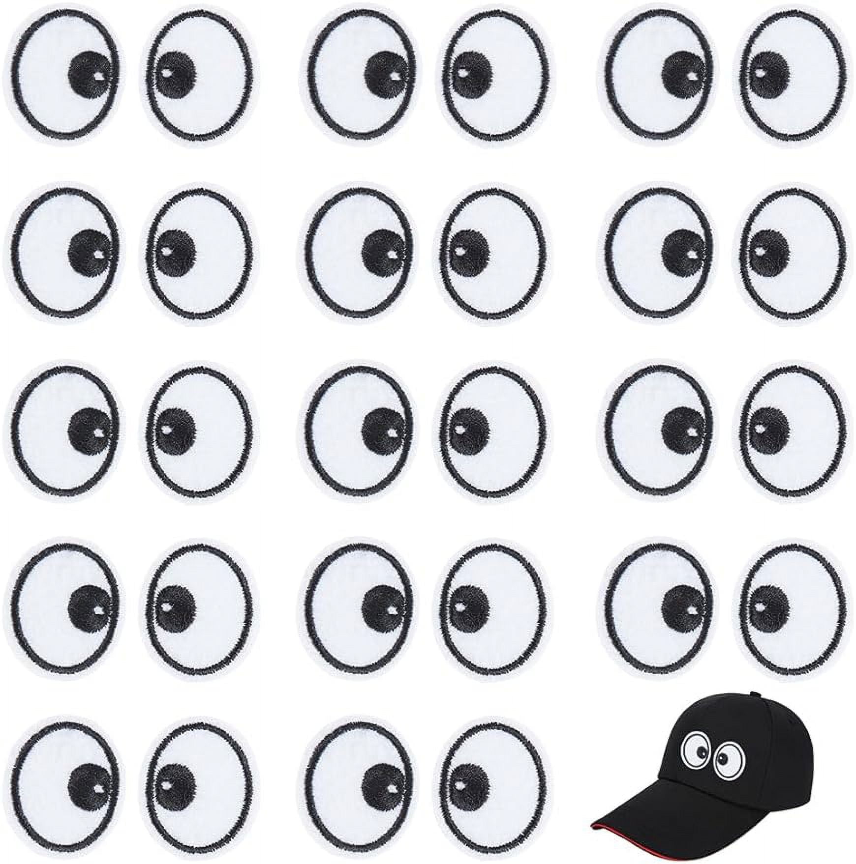 20Pairs Black and White Doll Eyes Patch Polyester Embroidery Cloth Iron ...