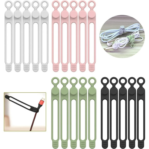 20Park] Silicone Cable Ties,Reusable Cable Management Organizer ...