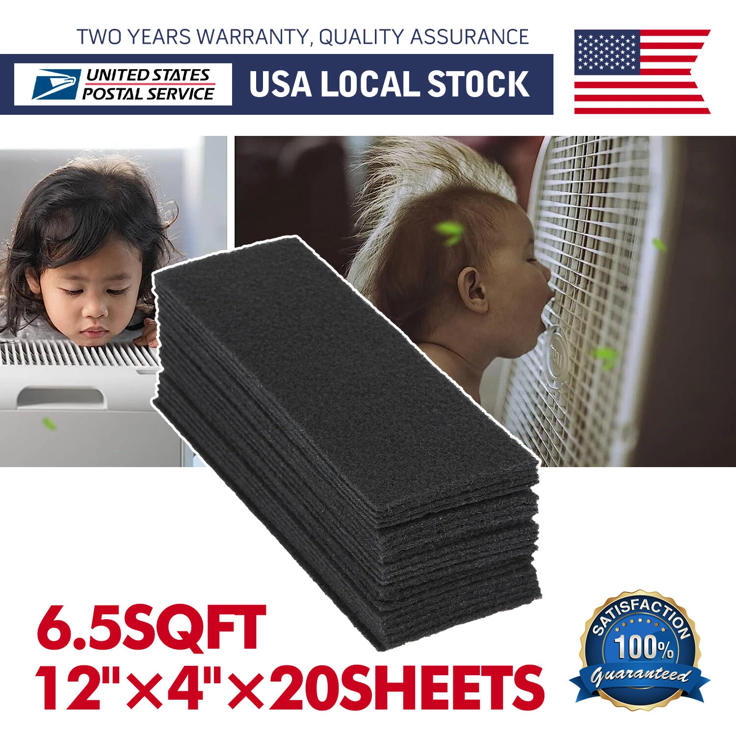 20Pc 4"X12" Activated Carbon Air Vent Filters For Home Office Floor ...