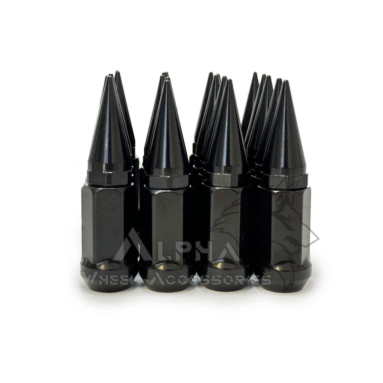 20Pc Black Spike Lug Nuts 1/2-20 Bulge Acorn Lugs 1/2"-20 For 5x4.5 5x5 ...