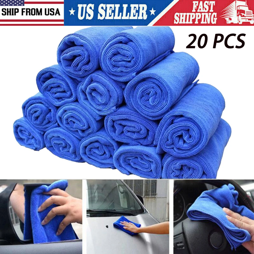 20Pc Bule Microfiber Cleaning Cloth No-Scratch Rag Car Polishing ...