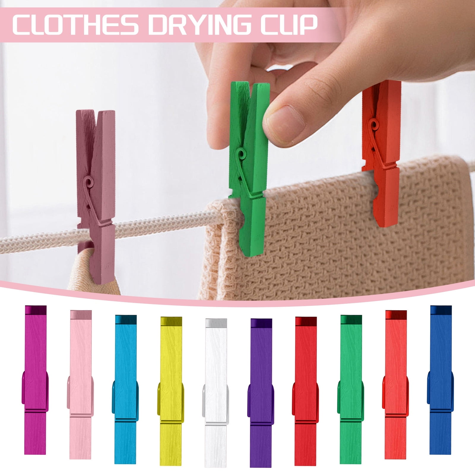 20Pc Colored Wooden Clothespins 2.83 Inch 7.2Cm 10 Colors, for Crafts ...