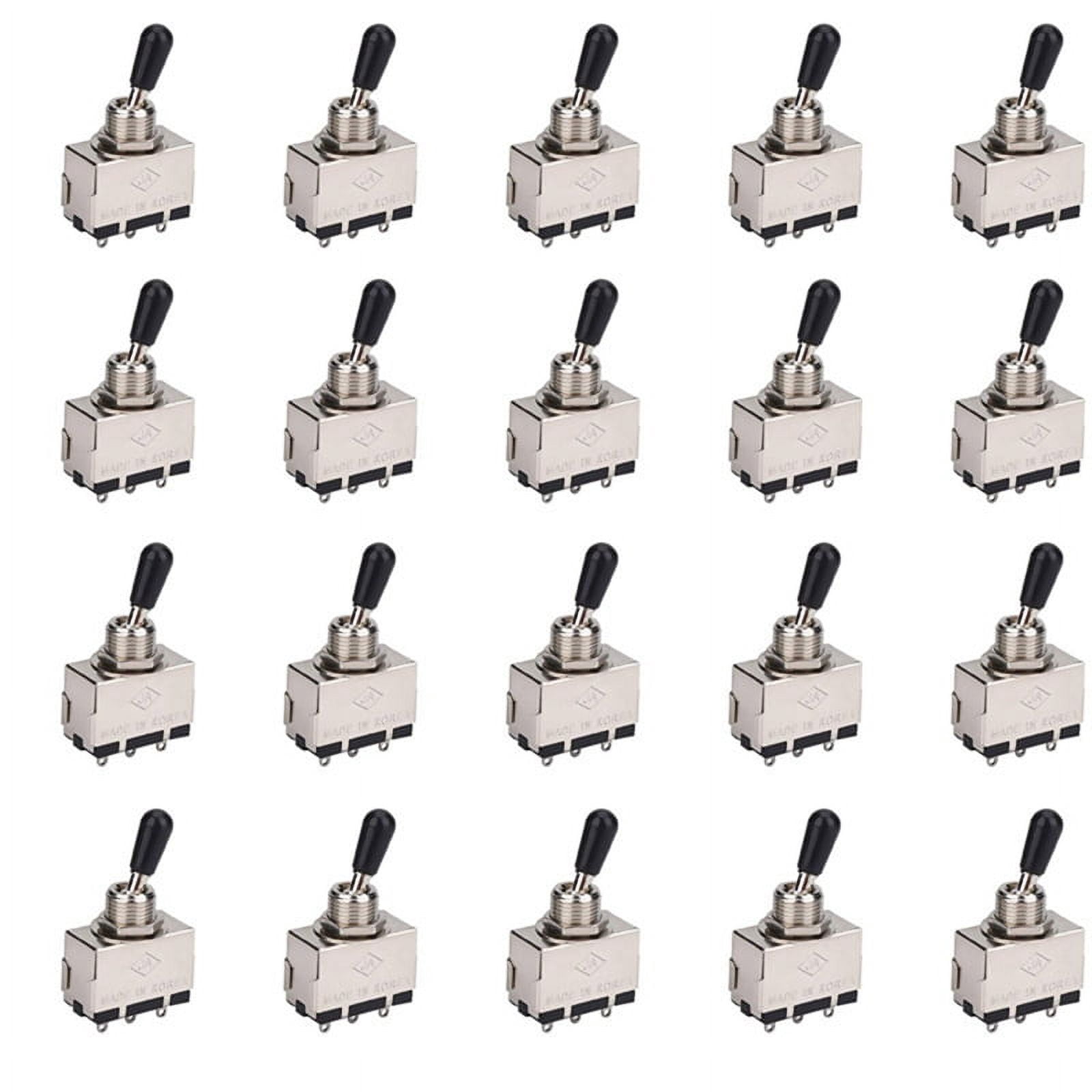 20Pc Guitar 3 Way Toggle Switch, Metal Enclosed 3 Way Selector Switch with Black Tip Knob ...