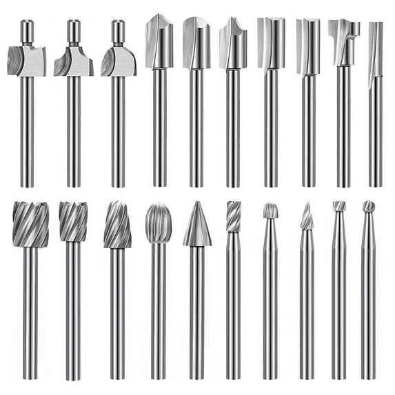 20Pc HSS Router Carbide Engraving Bits for Router Bit Set 1/8"(3mm) for ...