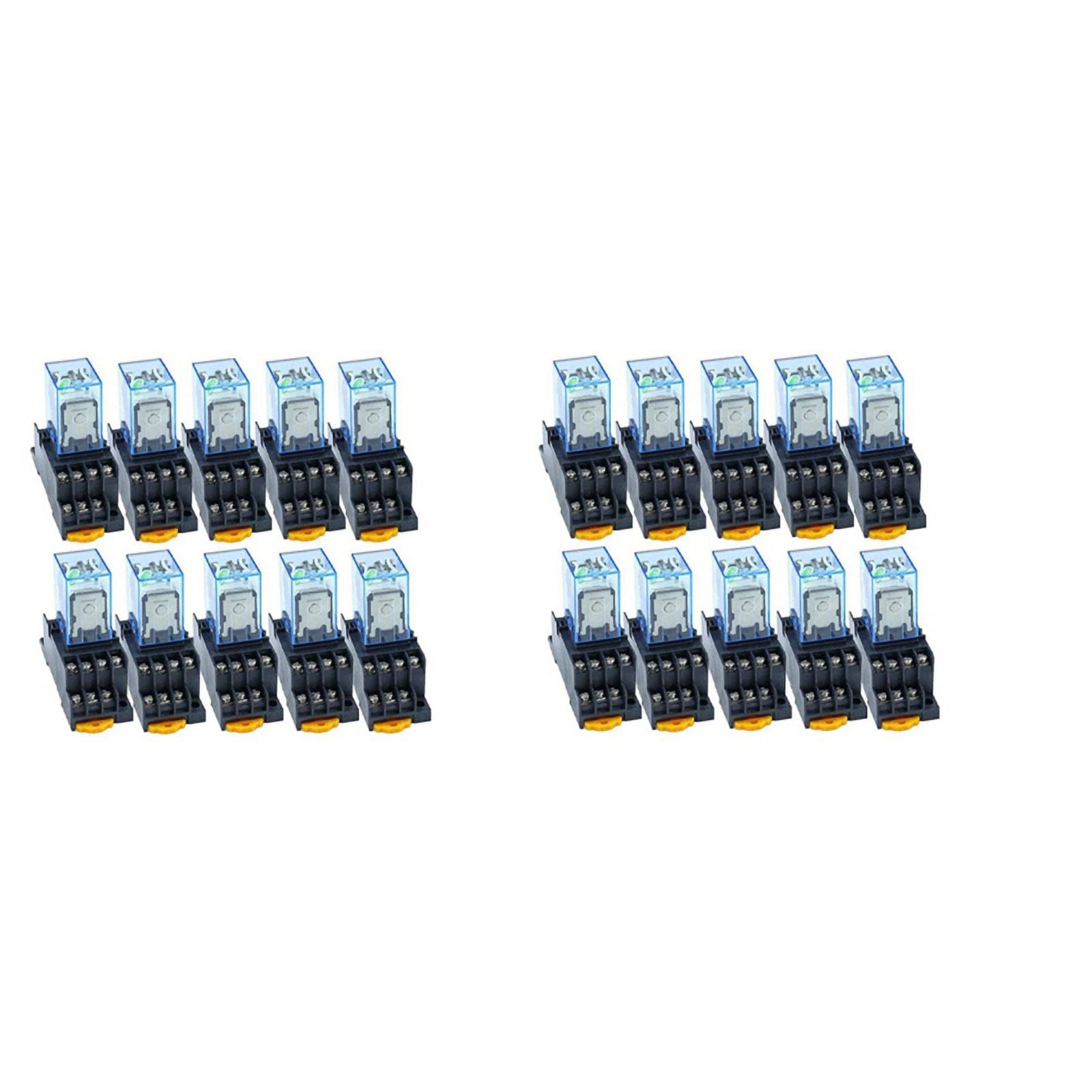 20Pc MY4NJ 14PIN 4DPDT Electronic Mini Electromagnetic Relay 5A Coil with PYF14A Socket Base AC ...