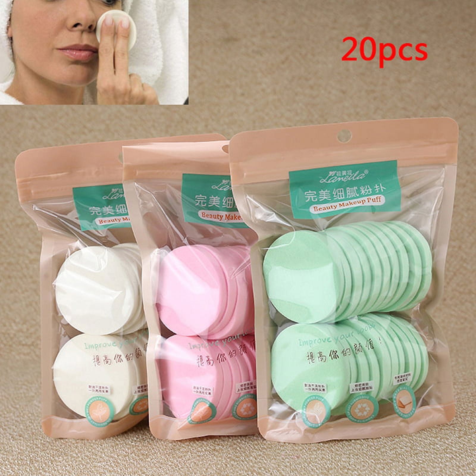 20Pc Soft Cleansing Sponge Natural Face Wash Puff Facial Cleaning Pad ...