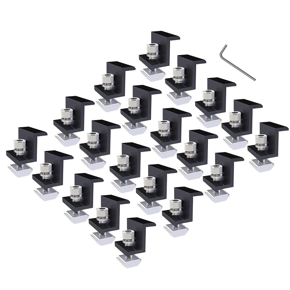 20Pc Solar Module Brackets End Clamps Solar Panel Attachment with M8 ...
