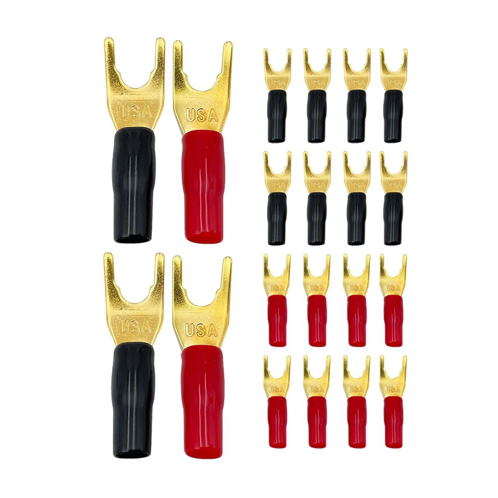 20Pc YU Shape Spade Banana Plug Gold Plated Fork Banana Plug Jack Plug ...