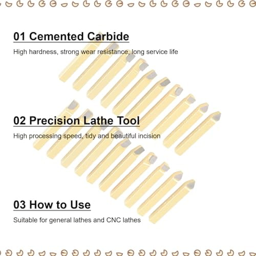 20Pcs 1/4"Carbide Tip Tipped Cutter Tool Lathe Tool Metal Lathe Cutting ...