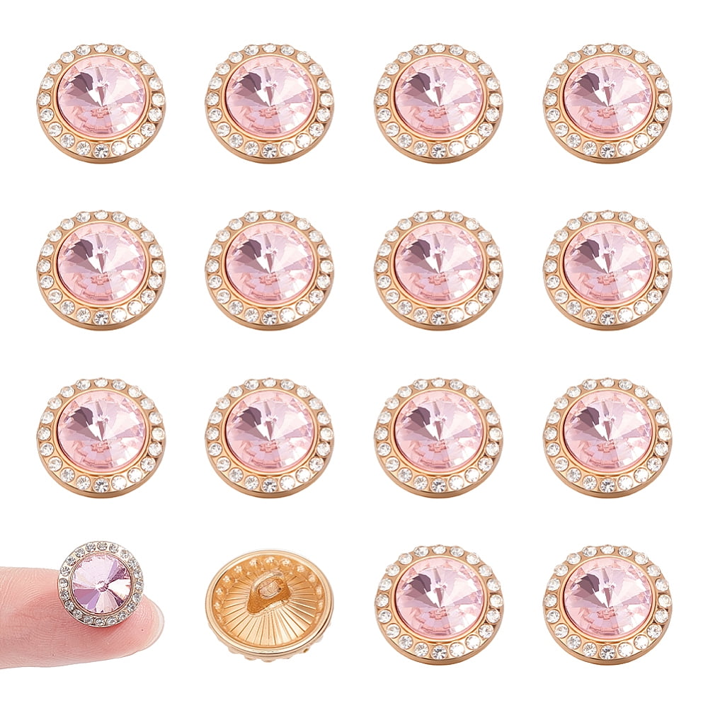 20Pcs 1-Hole Flat Round Rhinestones Buttons Metal Buttons Dot Drill ...