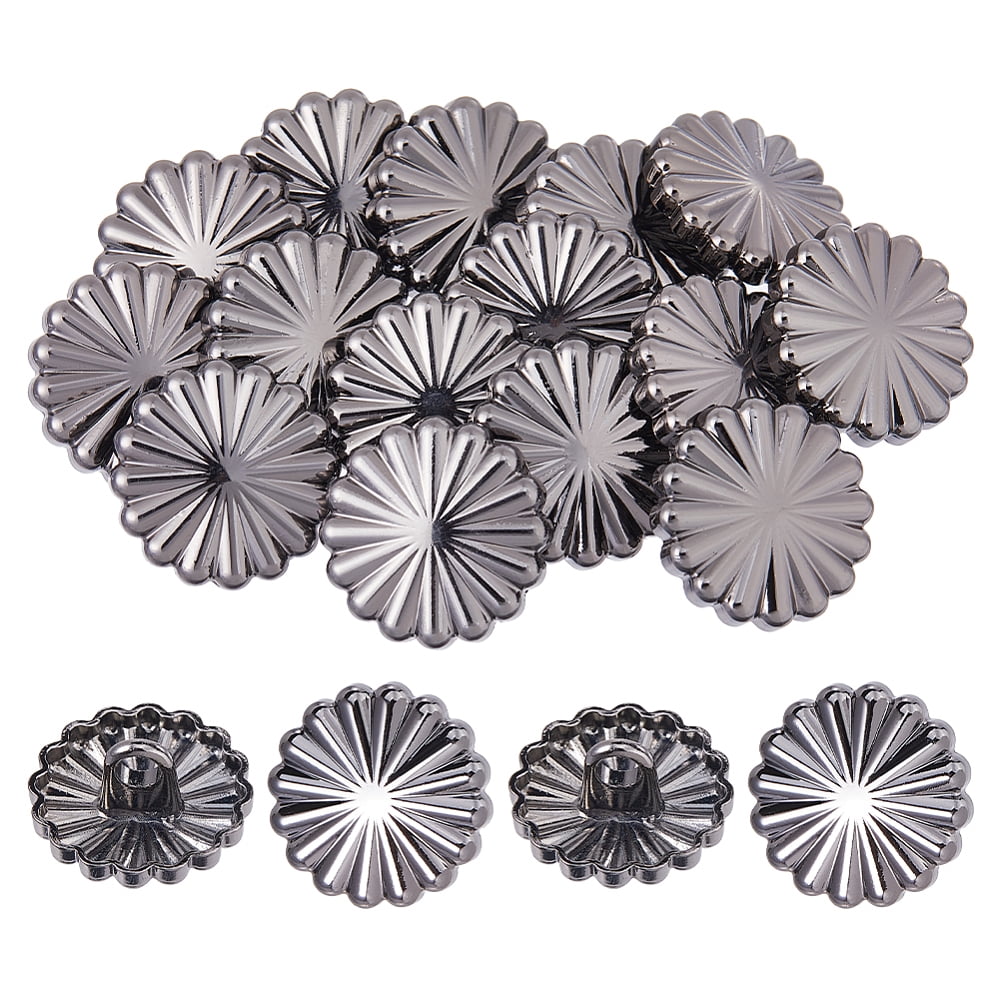 20Pcs 1-Hole Zinc Alloy Shank Buttons Flower Gunmetal 25x12mm Hole: 5mm ...