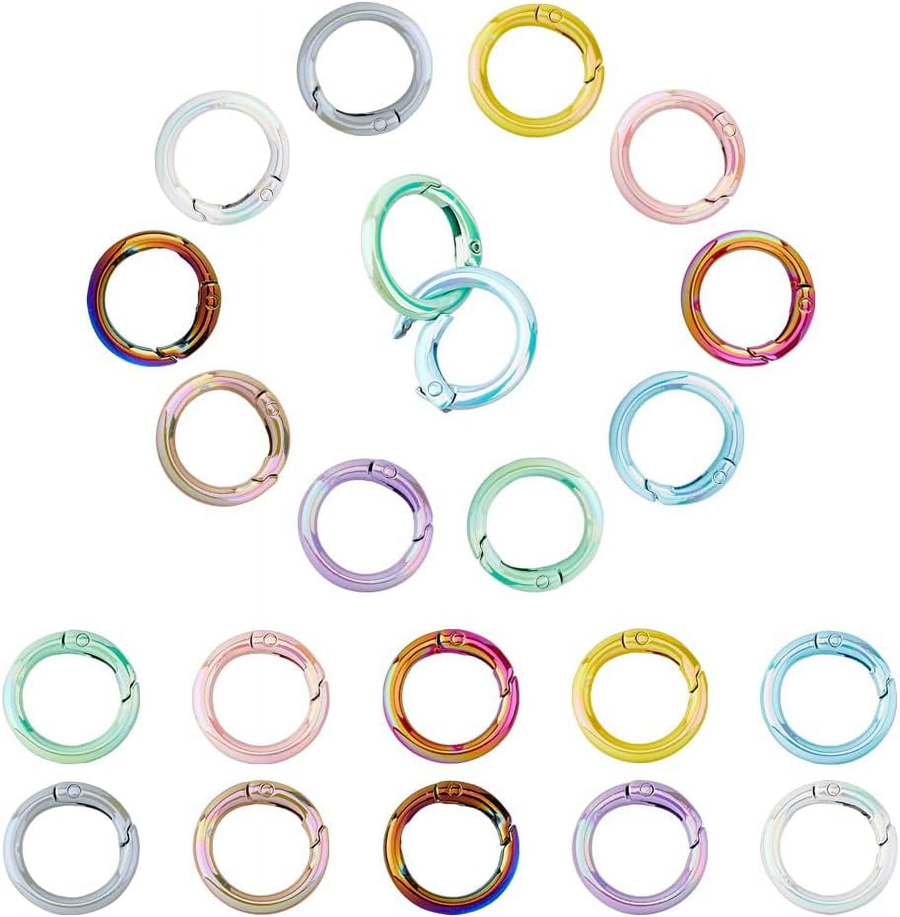 20Pcs 10 Colors 24.5mm UV Plating Gradient Color Spring Gate Rings Zinc ...