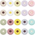 20Pcs 10 Colors Silicone Beads Daisy Mixed Color 19.5x7.5mm Hole: 1.6mm ...