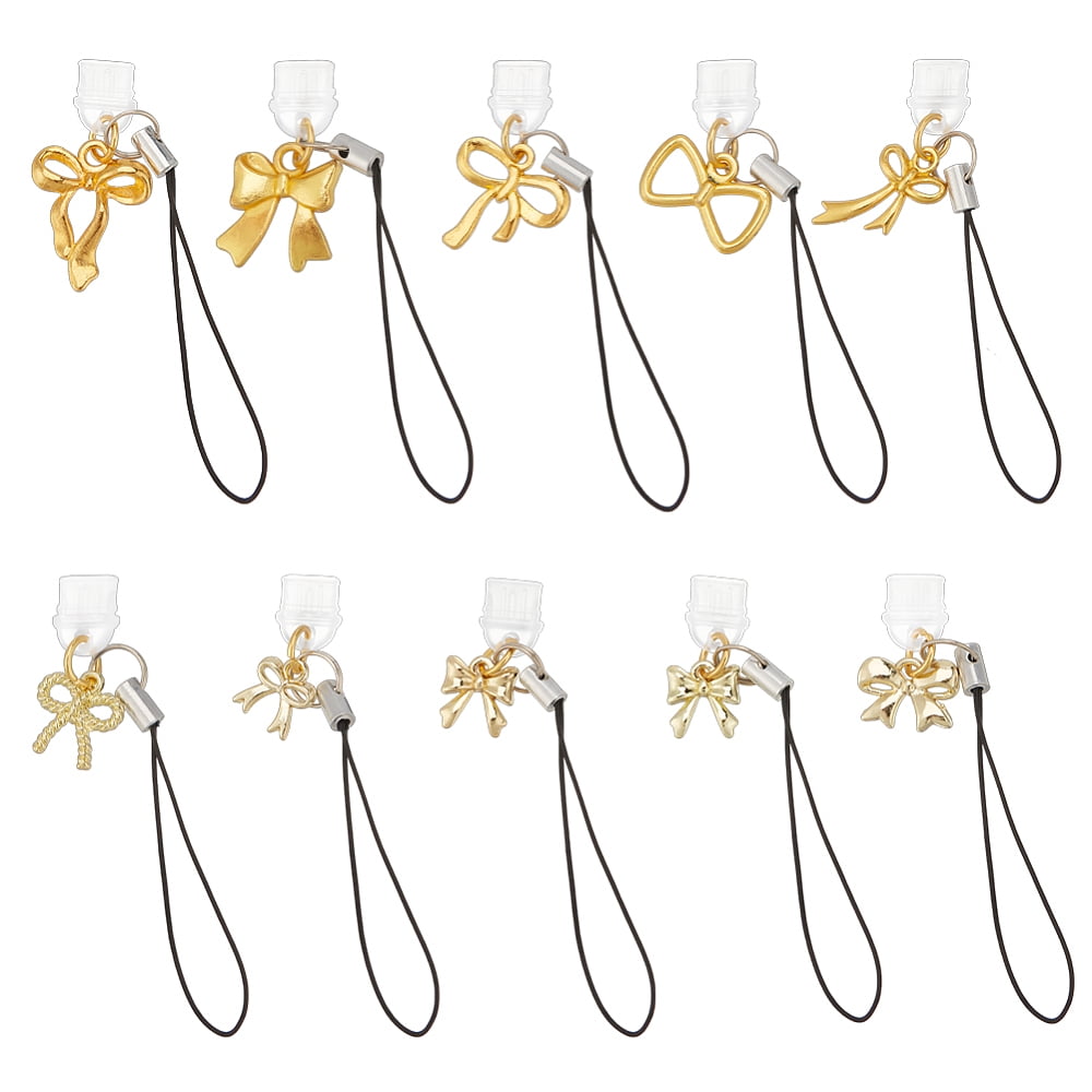 20Pcs 10 Style Alloy Mobile Straps with Plastic Mobile Dustproof Plugs ...